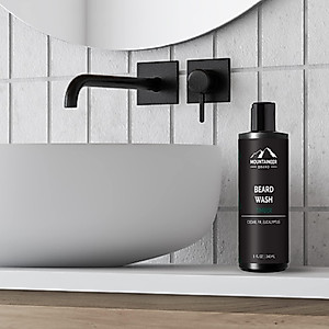 Mountaineer Brand Beard Wash For Men | 100% Natural Beard Shampoo | Thick Cleaning Softening Lather for Hair and Skin | Hydrate and Detangle | Grooming Treatment | Timber Scent 8oz