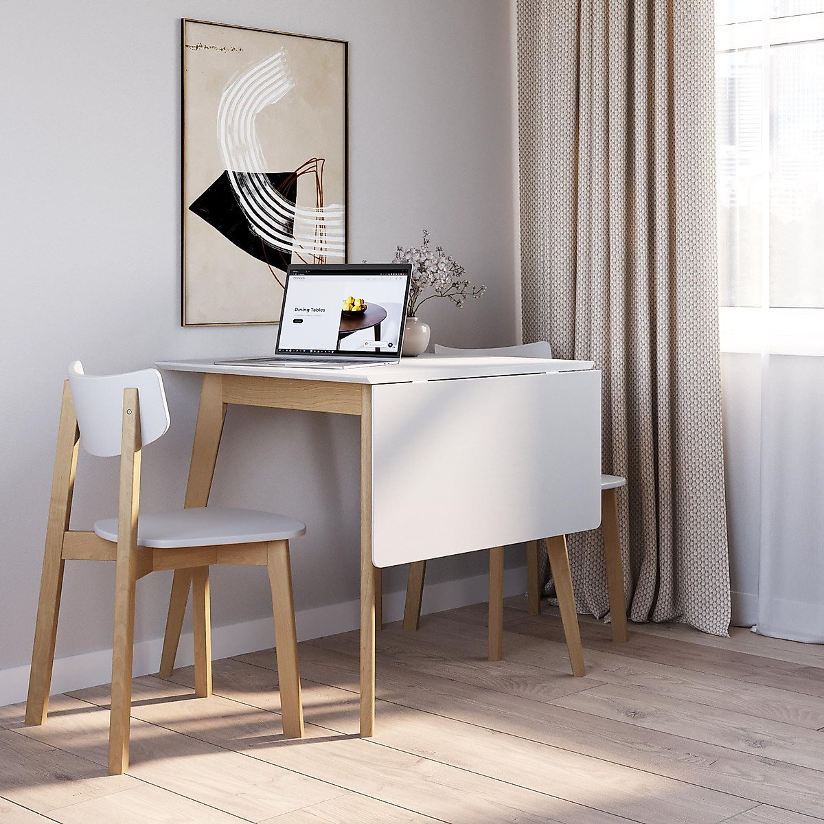 DAIVA CASA Wooden Chair Set of 2 - Vega - Chair with Wooden Seat and Back, Brown - Modern Scandinavian Furniture for Kitchen, Dining Room, Living Room, and More