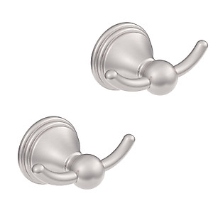 Asidrama Towel Hooks for Bathroom,Brushed Satin Nickel Coat Hooks for Kitchen Shower Door Wall Mounted,Exquisite Robe & Towel Hooks,Durable Robe Wall Hooks for Hanging Towels (2 Pack)