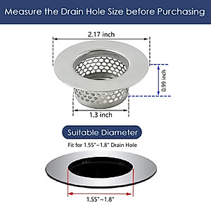 CNSZNAT Bathtub Drain Cover, Bathroom Sink Strainer, Drain Hair Catcher for Bathtub Laundry Utility Sink, Fit Hole Size from 1.55" to 1.8" and Depth Than 1" (3-Pack)