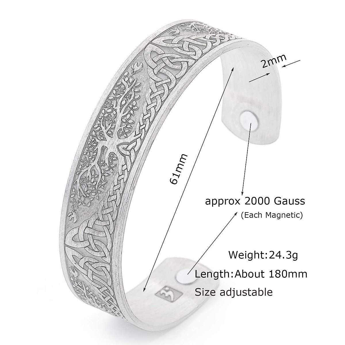 TEAMER Tree of Life Cuff Bracelet Stainless Steel Tree of Life Yggdrasil Cuff Bangle Celtic Knot Bracelet for Women Men (Antique Copper)