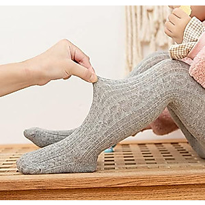 HLJgift 3 Pairs Baby Girls Boys Cotton Pants Tights Panties Stockings Leggings (6T-8T, black&white&grey)