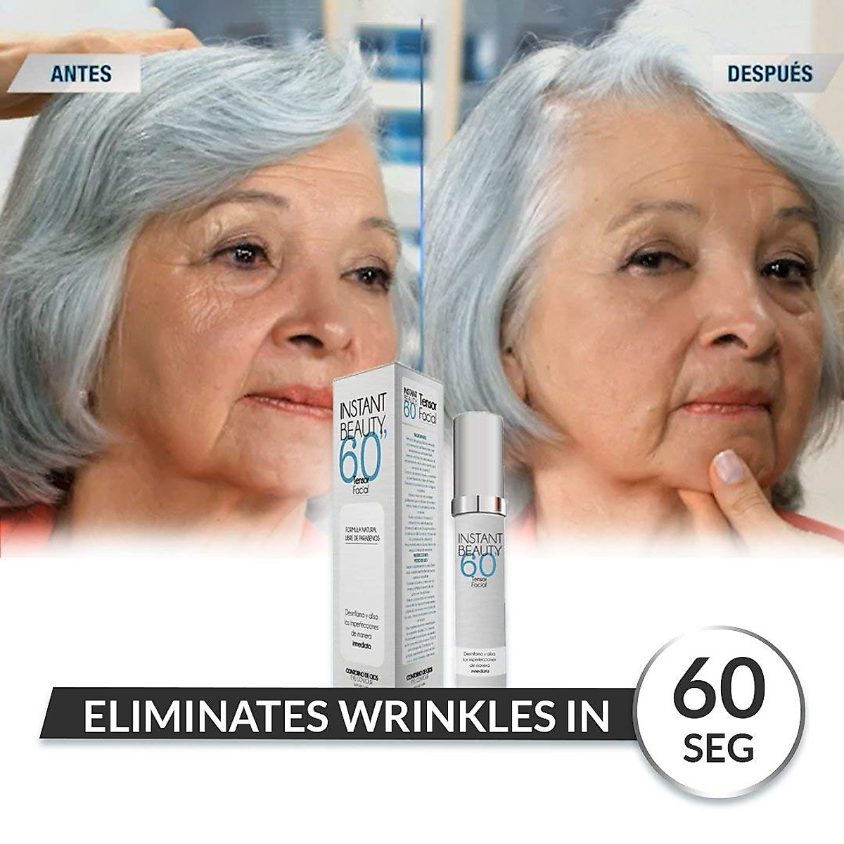 Instant Beauty 60" Wrinkle Remover - Face Serum - Wrinkle Eraser - Instantly smooths Wrinkles and Expression Lines