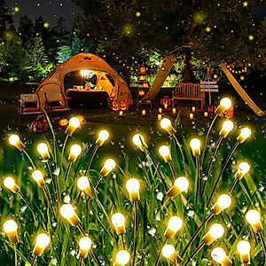 6-Pack Solar Outdoor Lights for Garden, 48 LED Firefly Solar Lights for Outside, Sway by Wind, Waterproof Yard Lights for Patio Garden Decor Pathway Xmas Decorations (Warm White)