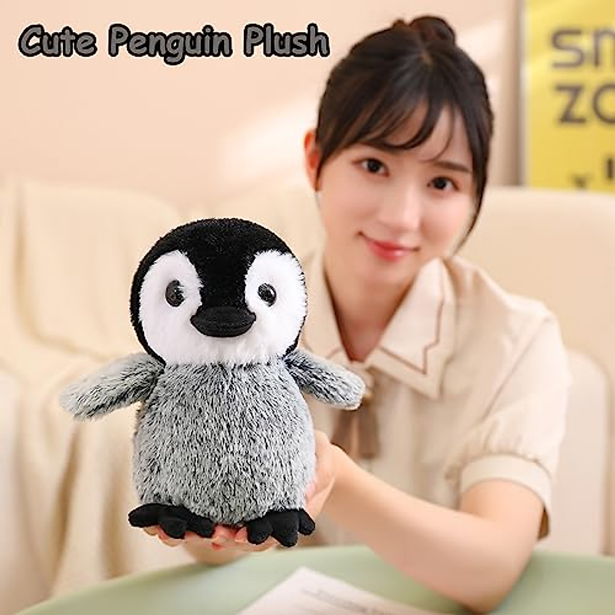 BRGETUO Penguin Stuffed Animals, Cute Penguin Plush Toy, Penguin Plushie Toys for Boys & Girls, Soft and Cuddly Penguin, Stuffed Animal Penguin for Kids-8IN