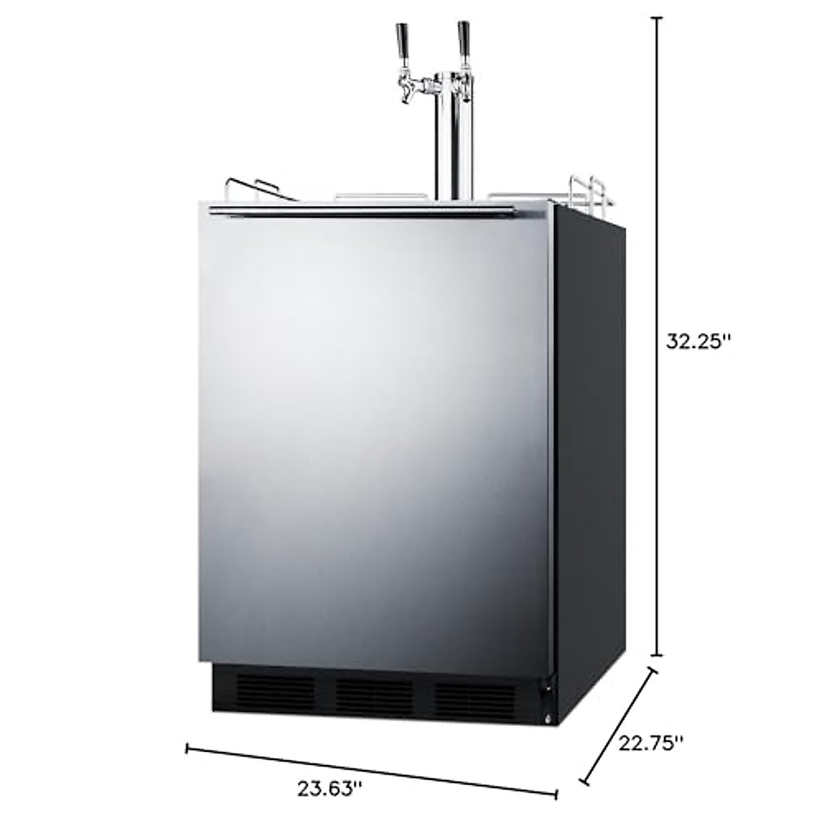 Summit Appliance SBC58BLBIADAIF 24" Wide Built-In Kegerator; ADA Compliant; Panel-ready Door (Panel Not included); 5.5 cu.ft Capacity; Automatic Defrost; Dual Tap System; Adjustable Thermostat