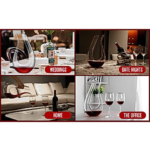 WBSEos Wine Decanter with Aerator,Crystal Glass Wine Carafe and Purifier for Home Bar 1.5L Lead-free Crystal Glass, Hand-blown red wine Decanters Carafe