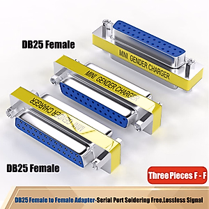 Warmstor 6-Pack DB25 25Pin Female to Female Male to Male Mini Gender Changer Coupler Adapter RS232 Serial Cable Connector