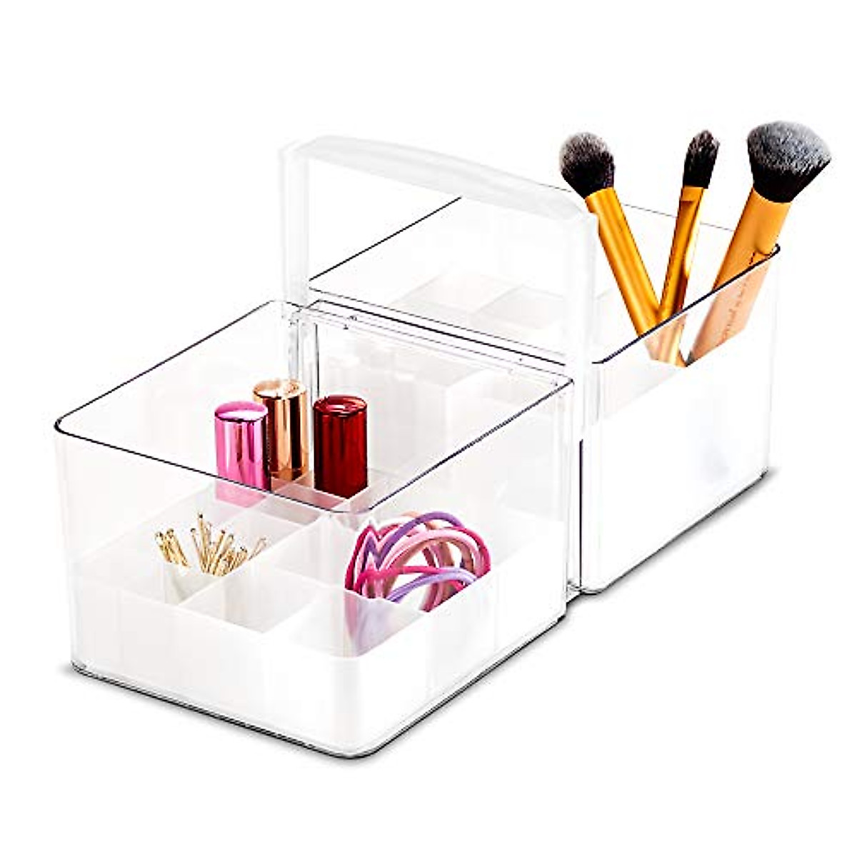 madesmart Portable Tote with Dividers-Stack Collection Stackable & BPA-Free, Medium, Frost