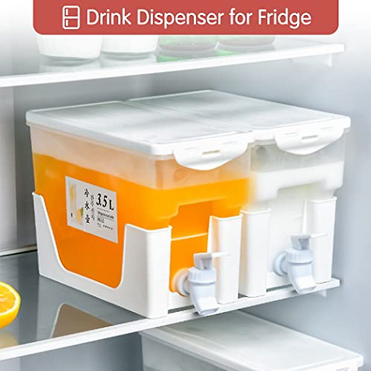 Plastic Drink Dispenser, 0.85 Gallon Beverage Dispenser With Spigot, Iced Juice Lemonade Dispenser, Milk Dispenser For Fridge Gallon, Small Water Dispensers, Liquid Laundry Detergent Dispenser