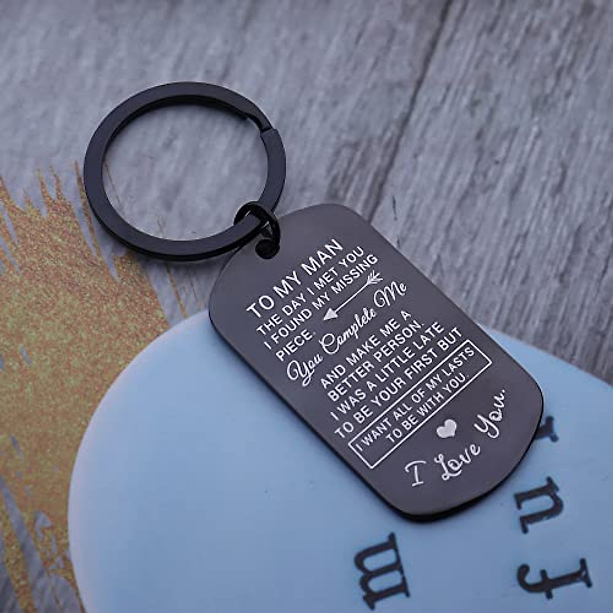 To My Man Keychain for Him Love My Man Gifts Valentine's Day Birthday for Husband Boyfriend
