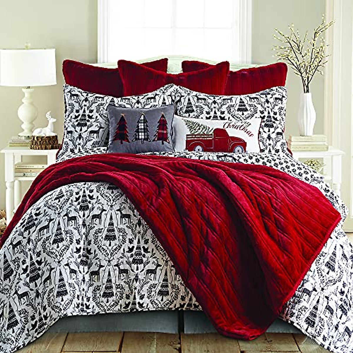 Levtex Home - Faux Fur King Quilt - Red - Quilt (106 x 92 in.) - Polyester Faux Fur