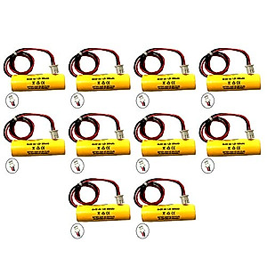 (10 Pack) 1.2v 900mAh Unitech AA900mAh OSA268 Lithonia EXR LED EL M6 ELB CS01 Exit Sign Emergency Light NiCad Battery Replacement White Connector