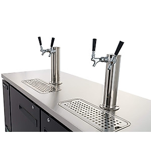 PEAKCOLD 2 Door, 4 Tap Commercial Beer Dispenser - Double Tower Keg Cooler - Kegerator; 60" W