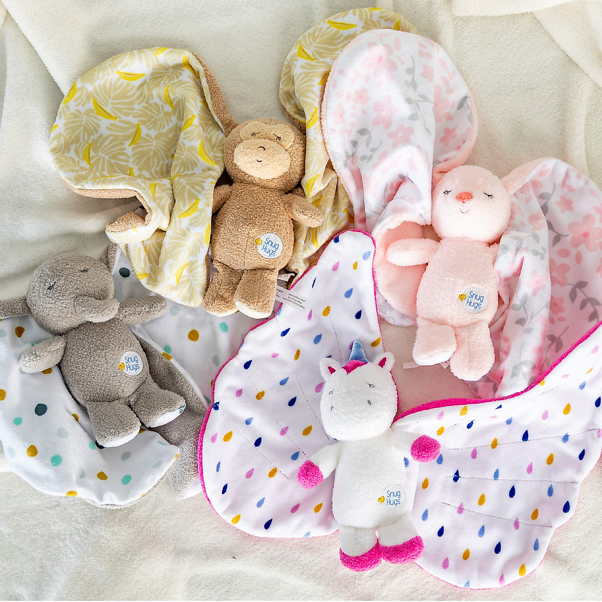 KIDS PREFERRED Snug Hugs Bunny Blanky, Stuffed Animal Lovey Blanket 6 inches