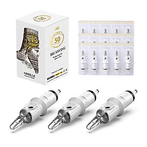 Hawink Tattoo Cartridge Needles #10 Bugpin 9 Curved/Round Magnum M-Taper 50PCS with Membrane Professional Disposable EN05S-50-1009RM