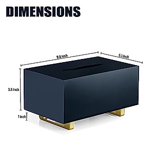 YoBa Thick Black Acrylic Tissue Box Holder Rectangular Tissue Box Dispenser with Gold Plated Aluminum Legs for Bathroom, Kitchen, Bedroom, Office, Hotel and Restaurant