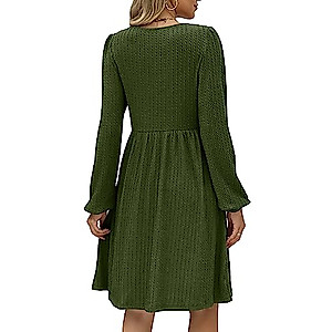 Winter Dresses for Women 2024 Trendy Ladies Long Sleeve Casual Dress Green L
