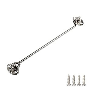 Hook and Eye Latch Stainless Steel Cabin Hooks Heavy Duty Privacy Lock for Barn Doors Bathrooms Doors and Windows 10 inches(2 Packs), Silver (d2347)