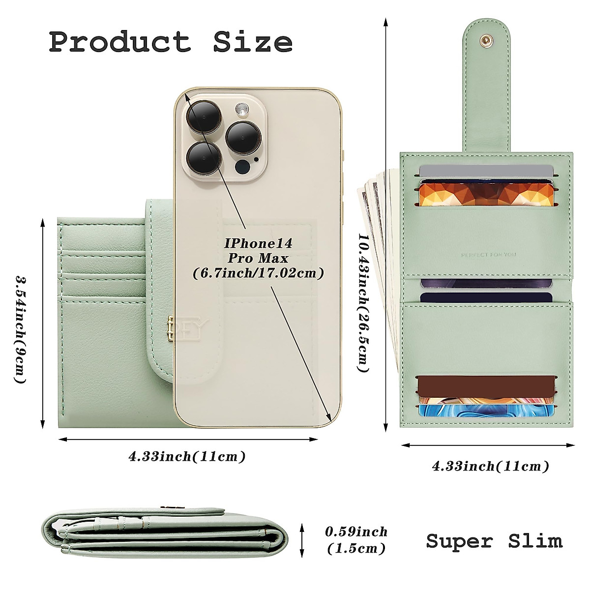 GEEAD Small Wallets for Women Slim Bifold Credit Card Holder Minimalist Zipper Coin Pocket