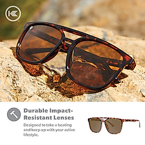 Knockaround Brightsides Polarized Sunglasses for Women & Men - Impact Resistant Lenses & Full UV400 Protection, Glossy Tortoise Shell/Amber