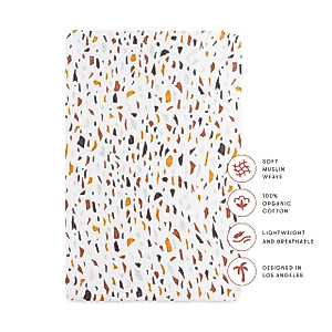 Babyletto 100% Organic Cotton Mini Crib Sheet, GOTS-Certified, Fitted 360°, Ultra-Soft and Breathable Muslin - Terrazzo