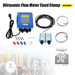 Ultrasonic Flow Meter,TUF-2000B+TM-1 Ultrasonic Flowmeter,DN50~DN700mm Fixed Clamp on Flowmeter Tool,LCD Digital Liquid Flowmeter,Bi-Directional Measurement Flow Meter for Water Supply Industries