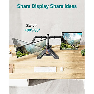 MOUNT PRO Dual Monitor Stand - Free Standing Full Motion Monitor Desk Mount Fits 2 Screens up to 27 inches,17.6lbs with Height Adjustable, Swivel, Tilt, Rotation, VESA 75x75 100x100