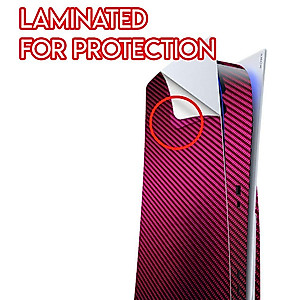 ITS A Skin Skins Compatible with Sony Playstation 5 Console Disc Edition - Protective Decal Overlay Stickers wrap Cover - Pink,Black Carbon Fiber Look