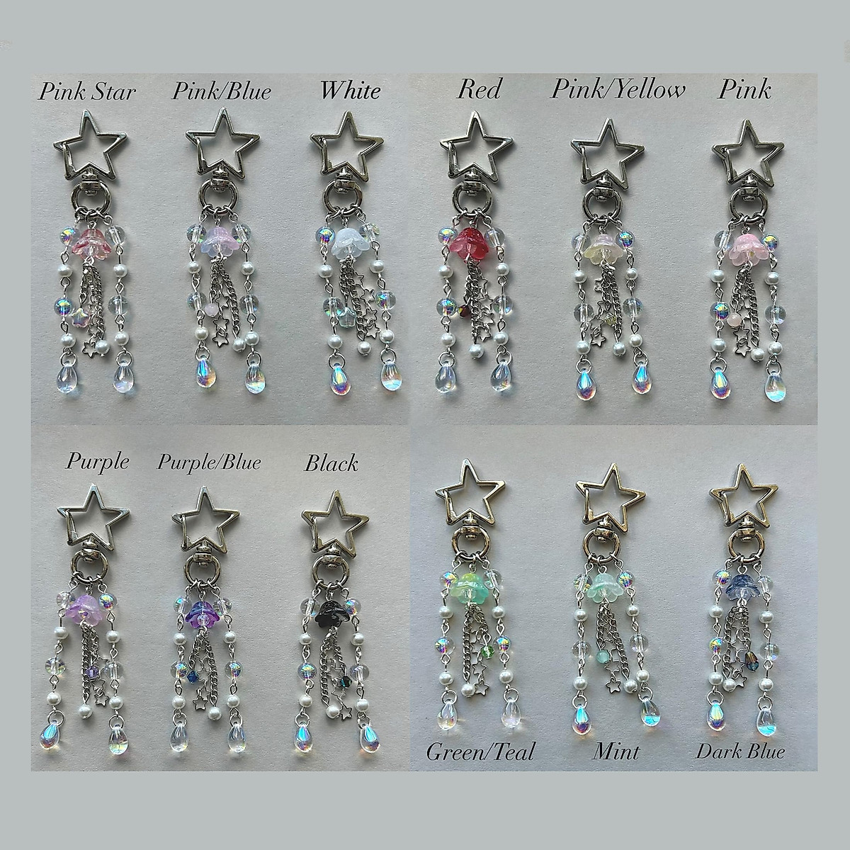 Agromusk Jellyfish Keychain,Cute Y2K Car Keychains for Women Girls Jellyfish Bag Charms Purse Accessories Star Jelly Decor (Pink Blue)