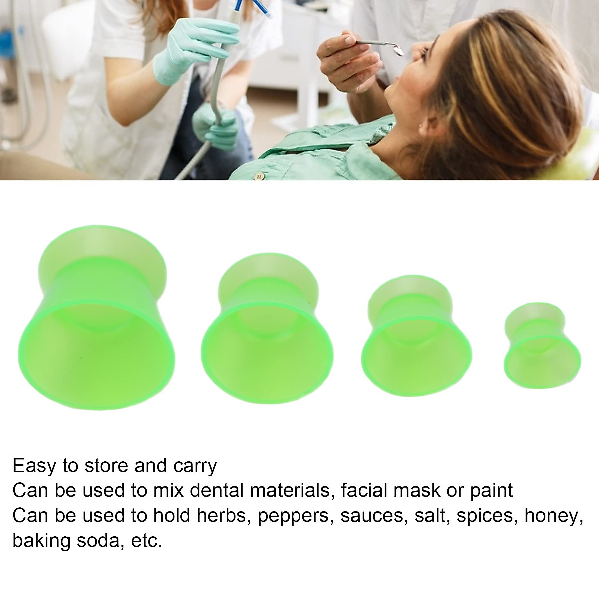4pcs Silicone Mixing Bowls Set, Paint Facial Mask Blending Dental Material Mixing Bowl Oral Hygiene Dental Tools for Alginate and Plaster Materials, Filler and Grout(Green and