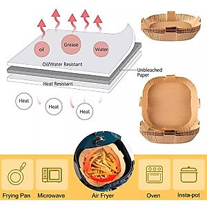 100 PCS Air Fryer Liners Square, Disposable Air Fryer Paper Liners, Parchment Paper Liner for Microwave, Non-Stick Grease-proof Paper for Air Fryer Compatible with Ninja Tower