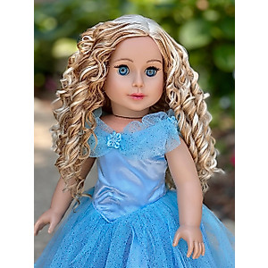 Blue Gown - 2 Piece Outfit - Blue Gown, Silver Slippers - Clothes Fits 18 Inch Doll (Doll Not Included)