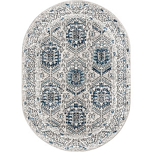 Rugs.com Nyla Collection Rug – 4' x 6' Oval Gray Medium Rug Perfect for Living Rooms, Large Dining Rooms, Open Floorplans