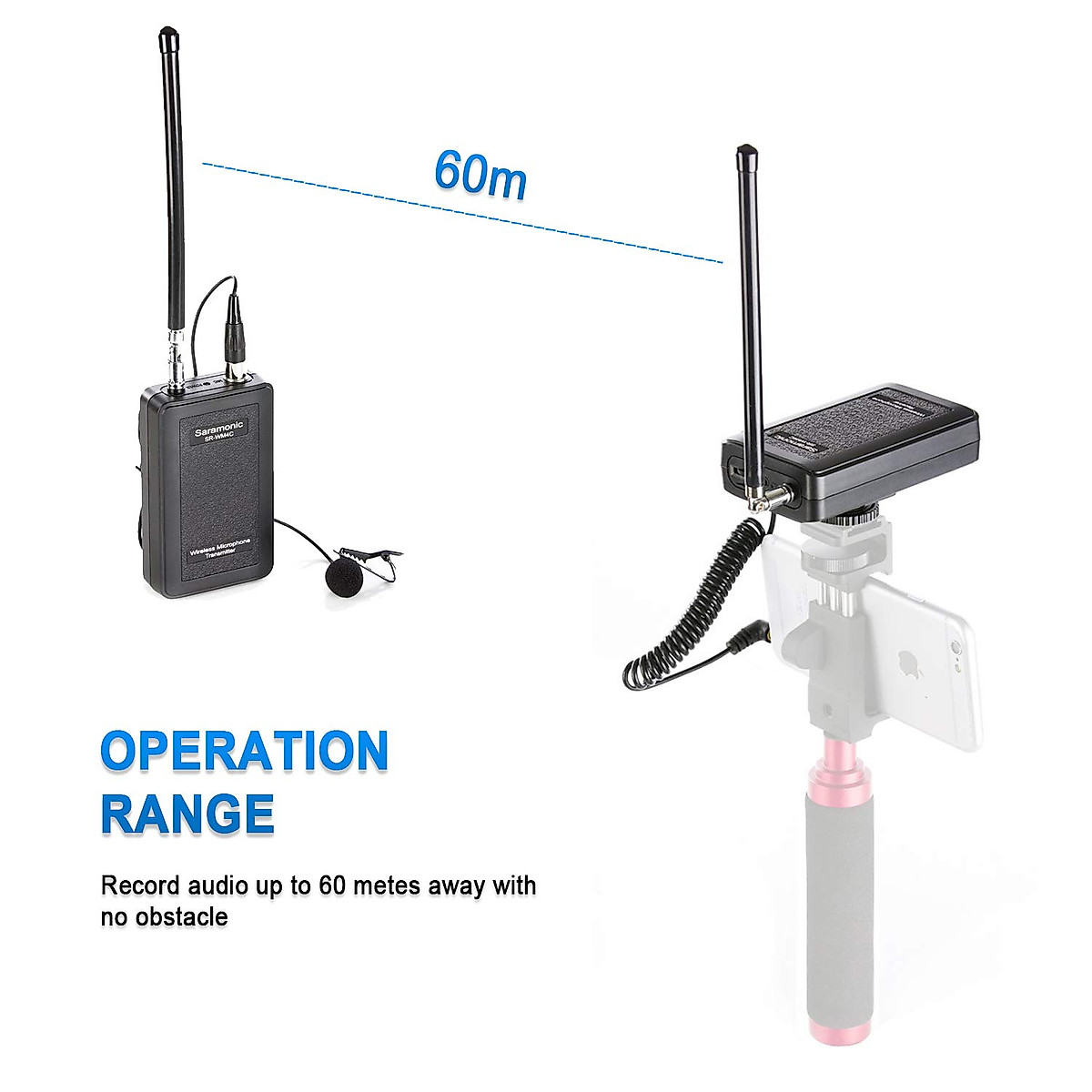 Saramonic Wireless Lavalier Microphone, SR-WM4C 4-Channels VHF Lapel Mic System (200' Range) Compatible with DSLR Camera Canon Nikon Sony Panasonic DV Camcorders Audio Recorder