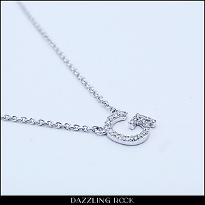 Dazzlingrock Collection 0.12 Cttw Round White Diamond Uppercase Initial 'G' Pendant Necklace with 18 inch Silver Chain for Women in 14K Solid White Gold