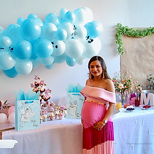 12.6" Large Baby Shower Birthday Gift Bags for Boy with Tissue Papers 2-Pack (Blue)