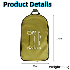 Jaugufiy Chef Knife Bag ，Camping Utensil Bag Portable Silverware Bag Travel Cookware Storage ，Knife Backpack and Waterproof Chef Bag，Tote Picnic BBQ Tableware Fork Spoon Chopsticks Organizer (Green)