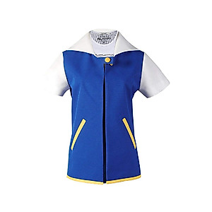 WOTOGOLD Anime Trainer Costume Hoodie Cosplay Jacket Gloves Hat Sets Blue XX-Large