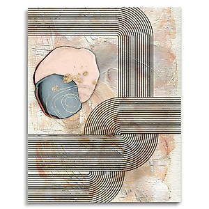 Abstract Wall Art Prints, Boho Minimalist Wall Decor, Mid Century Modern Geometric Watercolor in Blue, Gray, Pink, Orange, Black. Modern and Contemporary Decor for your Living Room. Unframed 11X14.