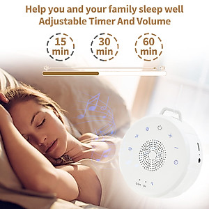 White Noise Machine Portable Sleep Sound Machine for Adults, Kids, Baby, Sleep,19 Natural Soothing Sounds 3 Timers, Suit for Wired Headphone, Sound Machine for Home,Travel and Office
