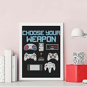 DIY Diamond Painting Kits Funny Gaming Diamond Art for Adults Kids, Full Round Drill Paint by Numbers Arts Pictures for Home Wall Decor Gifts 12 x 16 inch