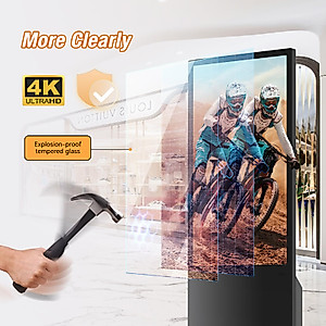 Canlarriz 43 Inch 4K UHD 400nits Touch Screen Movable Floor Standing Digital Signage Commercial Display LCD Monitor Advertising Screen 8-128GB Android 11.0 with HDMI in