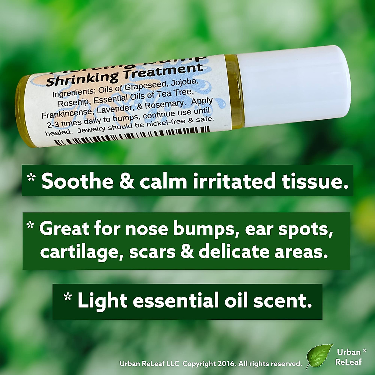 Urban ReLeaf Piercing Bump Shrinking Treatment ! Gentle, Effective Aftercare. Easy Roller-Ball Applicator. 100% Natural with Essential Oils. Help Scars, Nodules, Cartilage, Nose, Ear Spots
