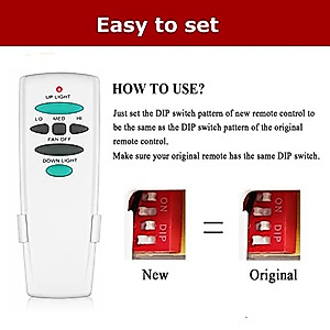 Replacement for Hampton Bay Ceiling Fan Remote Control UC7078T with Up Down Light, L3H2010FANHD Fan-HD Fan-HD6-FANBAY