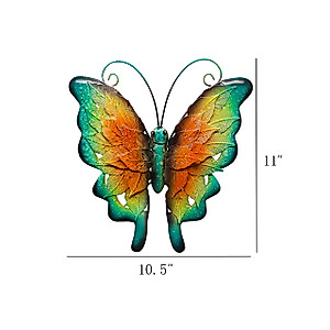 Bownew Butterfly Wall Decor Metal Outdoor Garden Hanging Art Insect Theme Decorations for Home, Yard and Patio - Yellow
