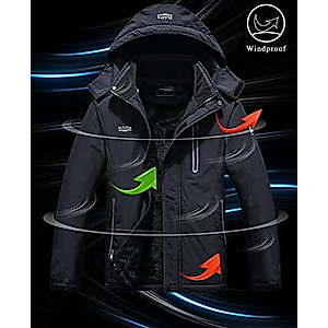 DLGJPA Men's Mountain Waterproof Ski Jacket Hooded Windbreakers Windproof Raincoat Winter Warm Snow Coat