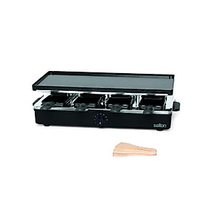 Salton Raclette Indoor Electric Party Grill & Raclette, 8 Person, Black