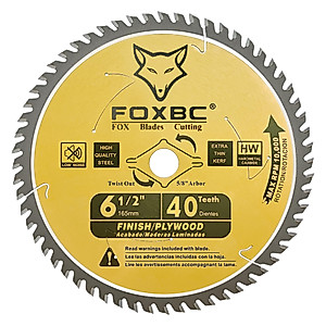 FOXBC 6-1/2 inch Circular Saw Blade 40T 60T Combo Pack, Ultra Fine Finish for Wood Cutting, Thin-Kerf with 5/8" Arbor
