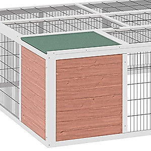 PawHut 64" Wooden Outdoor Rabbit Hutch Playpen Tortoise House Habitat with Run and Enclosed Cover